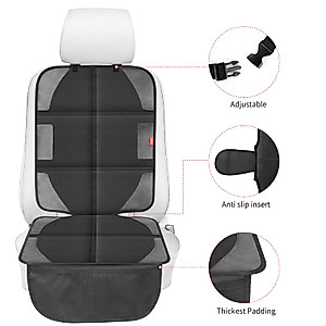 LUILANC Car Seat Protector with Thickest Padding,Waterproof 600D Fabric Child Baby Seat Protector with Storage Pockets,Non-Slip Pets Cover Leather Reinforced Vehicle Seat 2 Pack
