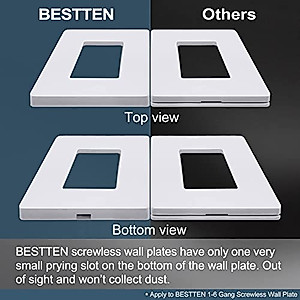 [2 Pack] BESTTEN 3-Gang Screwless Wall Plate, USWP6 Snow White Series, Decorator Outlet Cover, H4.69” x W6.54”, Polycabonate Thermoplastic