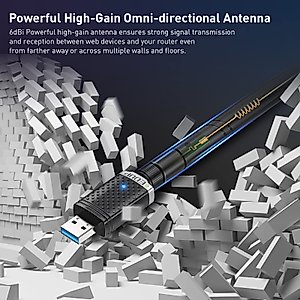 Wireless USB WiFi Adapter for PC, AC1300Mbps USB 3.0 Wireless WiFi Dongle 2.4G/5G Dual Band Network Adapter Wireless Adapter for Windows 11/10/ 8/7/ XP Mac 10.7 to 10.15 Laptop Desktop Gaming