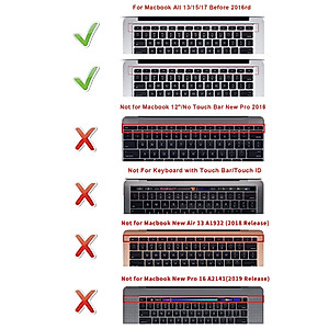 HRH Silicone Keyboard Cover Skin for MacBook Air 13,for Macbook Pro 13/15/17 (with or w/out Retina Display, 2015 or Older Version)&for iMac Older USA Layout,Light Pink