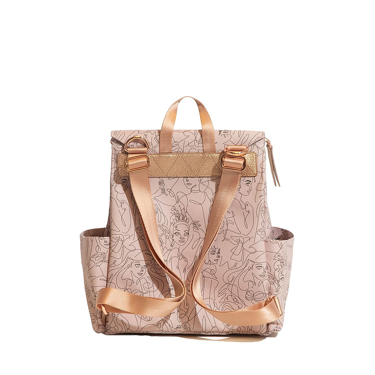 Freshly Picked Classic Mini II Diaper Bag Backpack, Wipeable Vegan Leather Diaper Bag Disney, 8 Pockets (Princess Party)