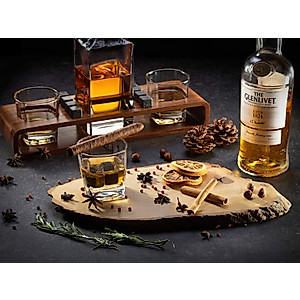 ROCKSLY Whiskey Stones Gift Set for Men | Whiskey Decanter Set With Wood Stand | Bourbon Decanter with Scotch Glasses, 8 Granite Whiskey Stones| Ideal For Whiskey Lovers | Gift Set For Dad, Boyfriend