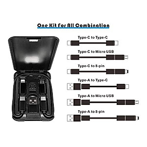 Yinow USB Type C to C Charging and Data Transfer Cable with 3 USB Adapters Combination Set in Credit-Card Size Case