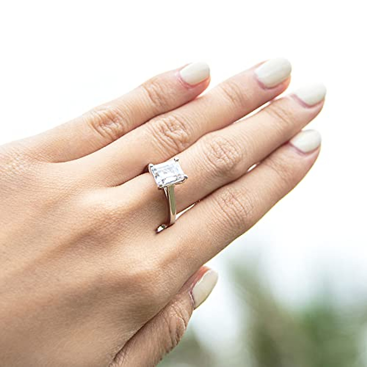 YUNKAI Engagement Ring for Women, 925 Sterling Silver Cubic Zirconia Wedding Ring Christmas Gift