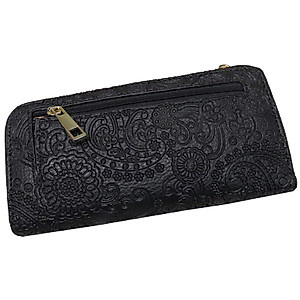 Stone Mountain Embossed Leather Crazy Paisley Checkbook Wallet Black