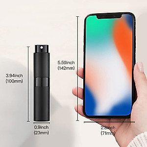 Lisapack 8ML Atomizer Perfume Spray Bottle for Travel, Empty Refillable Cologne Dispenser, Portable Sprayer (Matte Black)