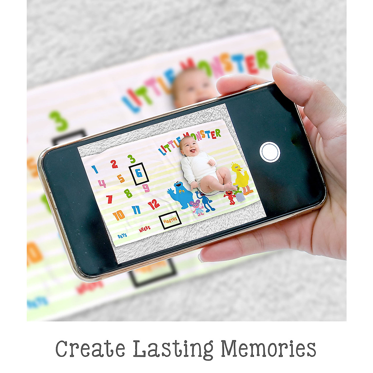 LOGOVISION Sesame Street Baby Milestone Blanket, 36"x58" Little Monster on The Street, Unisex for Baby Boy and Girl