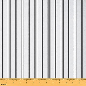 Erosebridal Black White Stripe Fabric by The Yard, Geometric Stripes Upholstery Fabric, Farmhouse Lines Striped Decorative Fabric, Rustic Simple Abstract Modern Waterproof Fabric, 1 Yard