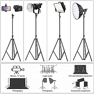 Aluminum Alloy Light Stand 9.5 Feet/2.8m Adjustable Spring Cushioned Photography Tripod Stands for Photo Studio Speedlight Flashes, Ring Light, Photographic Equipments Thickening Flash Stand, 2 Pack