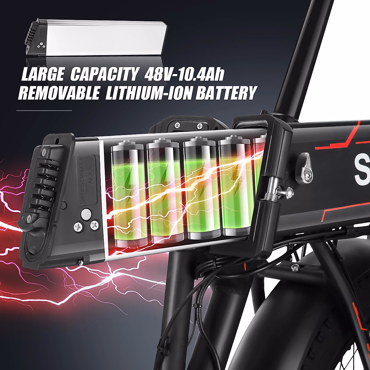 Speedrid Folding Electric Bike for Adults with Peak 800W Motor, 20" x 4.0" Fat Tire Ebike with Mid Located Built-in 48V-10.4Ah Battery, Up to 50 Miles, Front Suspension Fork and 7 Speed