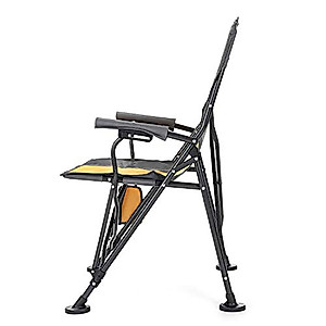 ARROWHEAD OUTDOOR Heavy-Duty Solid Hard-Arm High-Back Folding Camping Quad Chair, Heavy-Duty Carrying Bag, Cup Holder Included w/Side Pouch, Supports up to 400lbs, USA-Based Support (Tan & Gray)