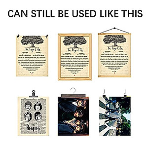 Rock Band Poster - Set of 4 Panels UNFRAMED Vintage Canvas Prints Cool Wall Art 8*10" Music Posters Band Posters Dictionary Inspirational Wall Art Beatles Gifts for Men Women Music and Rock N Roll Fans