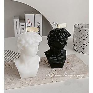David Bust Statue Scented Candle,110G Aroma Soy Wax Greek Aesthetic Decorative Candle for Table Photo Prop Birthday Gift,Prefect for Meditation Stress Relief Mood Boosting Bath Yoga (White)