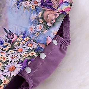 Newborn Infant Baby Girl Easter Outfit Toddler Lace Sleeveless V Neck Romper Bunny Print Dress+Headband Summer Clothes (Purple, 3-6 Months)