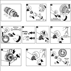 Thermostatic Shower Cartridge Replacement Parts Kit Compatible with Hansgrohe 98282000, Shower Bathroom Faucet Thermostatic Filter Vavle Core Chrome