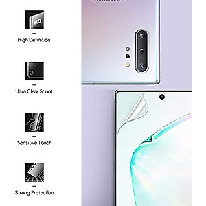 [2+2 Pack] LϟK Compatible for Samsung Galaxy Note 10 Plus 5G, 2 Pack Flexible TPU Screen Protector and 2 Pack Camera Lens Protector, [Fingerprint Available] Locate Tool Precise Alignment Bubble Free