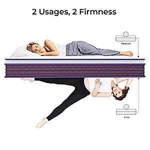 REGOSS 10 Inch Innerspring Hybrid Mattress, Motion Isolation Individually Wrapped Pocket Coils Mattress, Queen Size Mattress in a Box, Foam and Spring Mattress for Pressure Relief, Purple