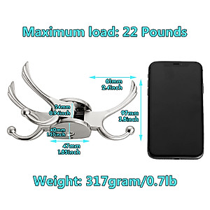 Ovlist Swivel Coat Hook 2 Pack Heavy Duty Space Saving Towel Rope Hook Wall Mount Triple Swing Arms for RV Bathroom Kitchen Garage,Brushed Nickel