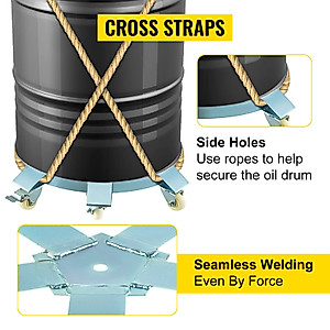 BestEquip Heavy Duty Drum Dolly 5 Swivel Caster Wheel 55 Gallon Steel Frame Non Tipping with Brake