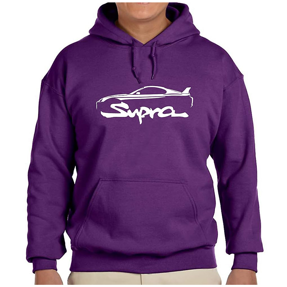Toyo Supra Sports Car Classic Outline Design Hoodie Fleece Sweatshirt medium purple