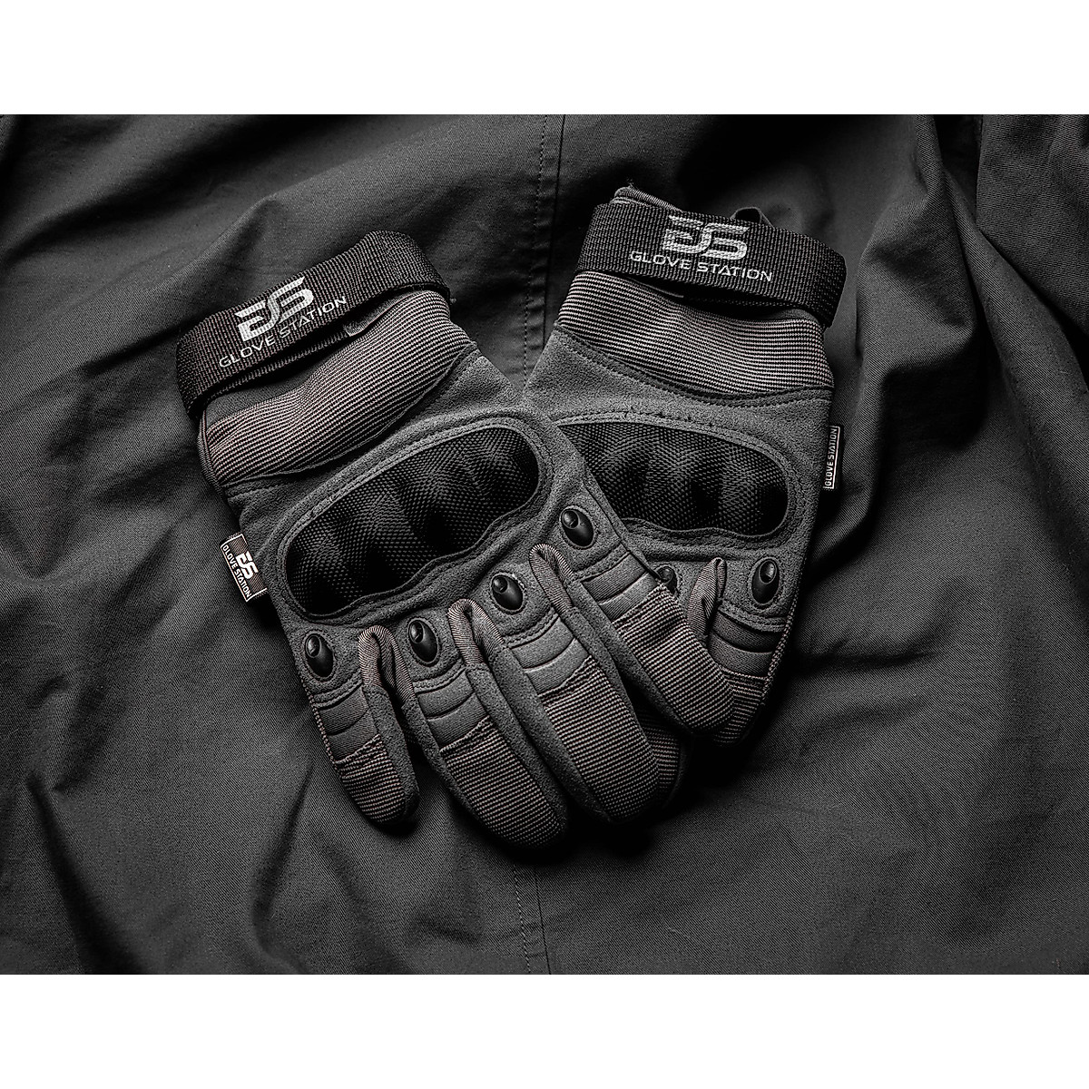 Glove Station - Tactical Shooting Hard Knuckle Gloves for Men and Woman with Touchscreen Fingers - Durable and Comfortable Hand-Gear for Outdoor Work Shooting and Hunting - Gray/Medium