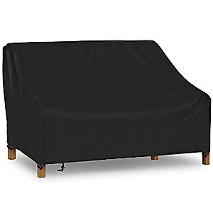 iCOVER Patio Sofa Cover, Waterproof 2-Seater Deep Lounge Loveseat Cover, Lightweight Easy On/Off, Buckles Drawstring Design,60"x34"x30" (LxDxH)