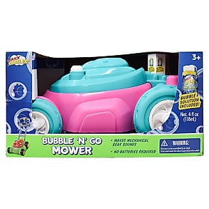 Sunny Days Entertainment Bubble-N-Go Toy Lawn Mower with Refill Solution | Pink Bubble Blowing Toy - Maxx Bubbles
