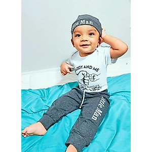 TUEMOS Baby Boy Clothes Daddy and Me The Best Buddies for Life Letter Print Romper Top+Pant with Hat Baby Boy Summer Outfits 3-6 Months