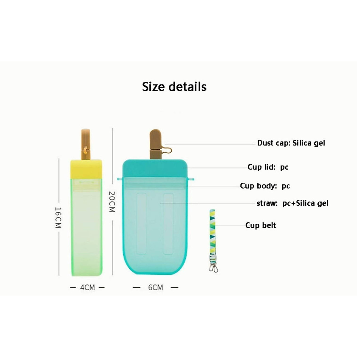 YunQin 300ml Cute Straw Cup New Plastic Popsicle Shape Water Bottle BPA Free Transparent Juice Drinking Cup Suitable for Adult Children (Purple)