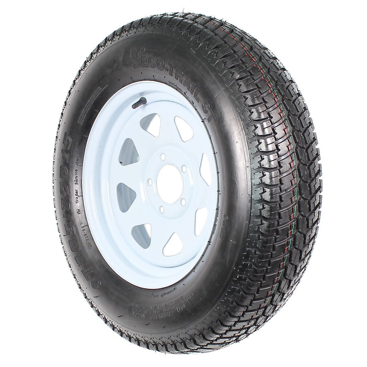 eCustomrim 2-Pack Trailer Tire On Rim ST205/75D15 F78 205/75 LRC 5 Lug White Spoke Wheel - 2 Year Warranty w/Free Roadside
