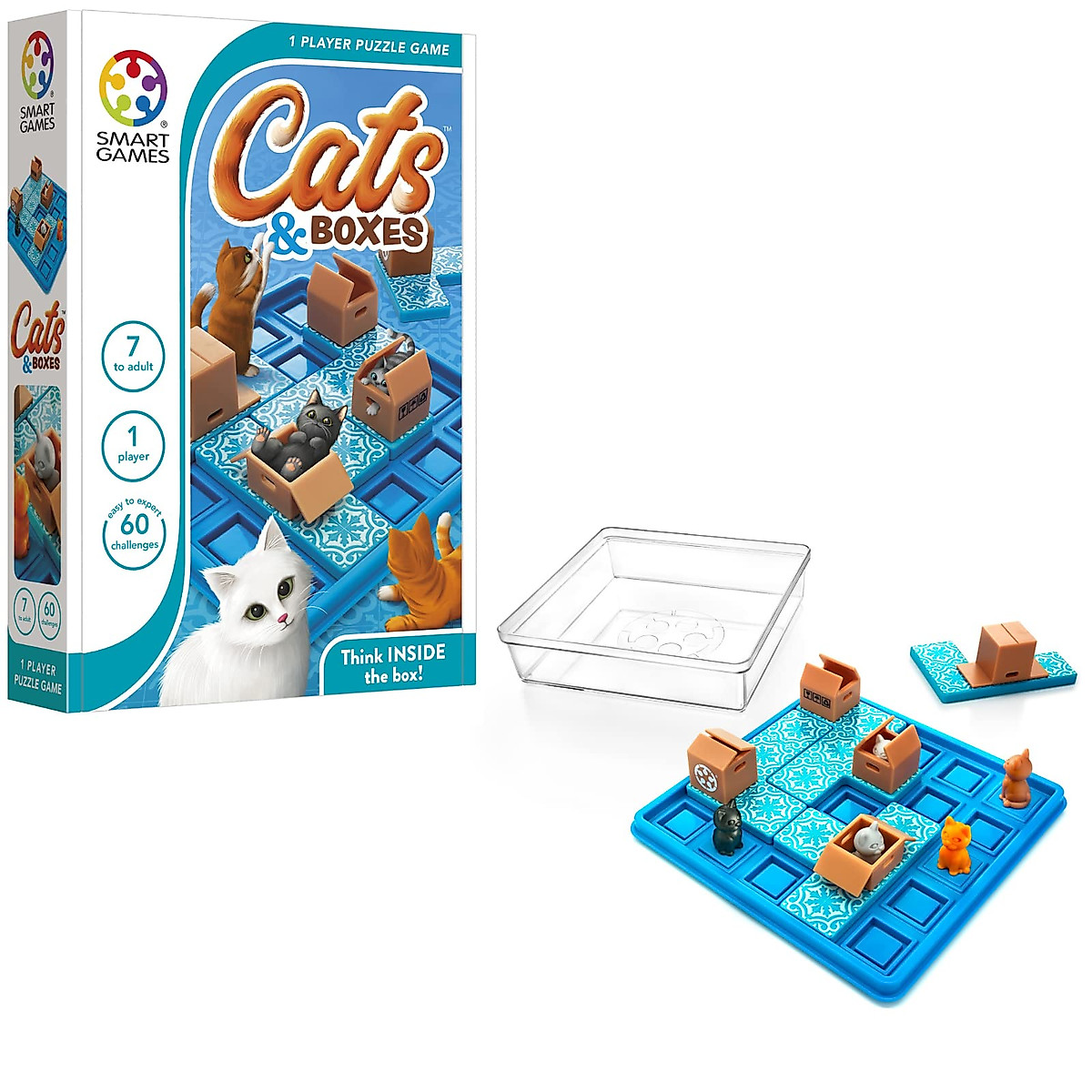 SmartGames Cats & Boxes Travel Game with 60 Challenges for Ages 7-Adult