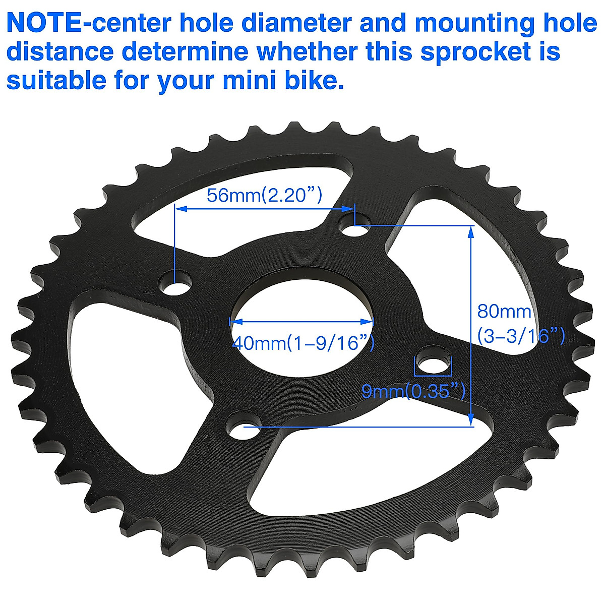 YOXUFA 40/41/420 Chain 40T Tooth Mini Bike Sprocket 40mm Bore for Coleman BT200X CT200U CT200U-EX Baja Warrior TrailMaster Massimo MB165 MB200 Predator 212 196cc 200cc 6.5hp Powersports Go Kart Parts