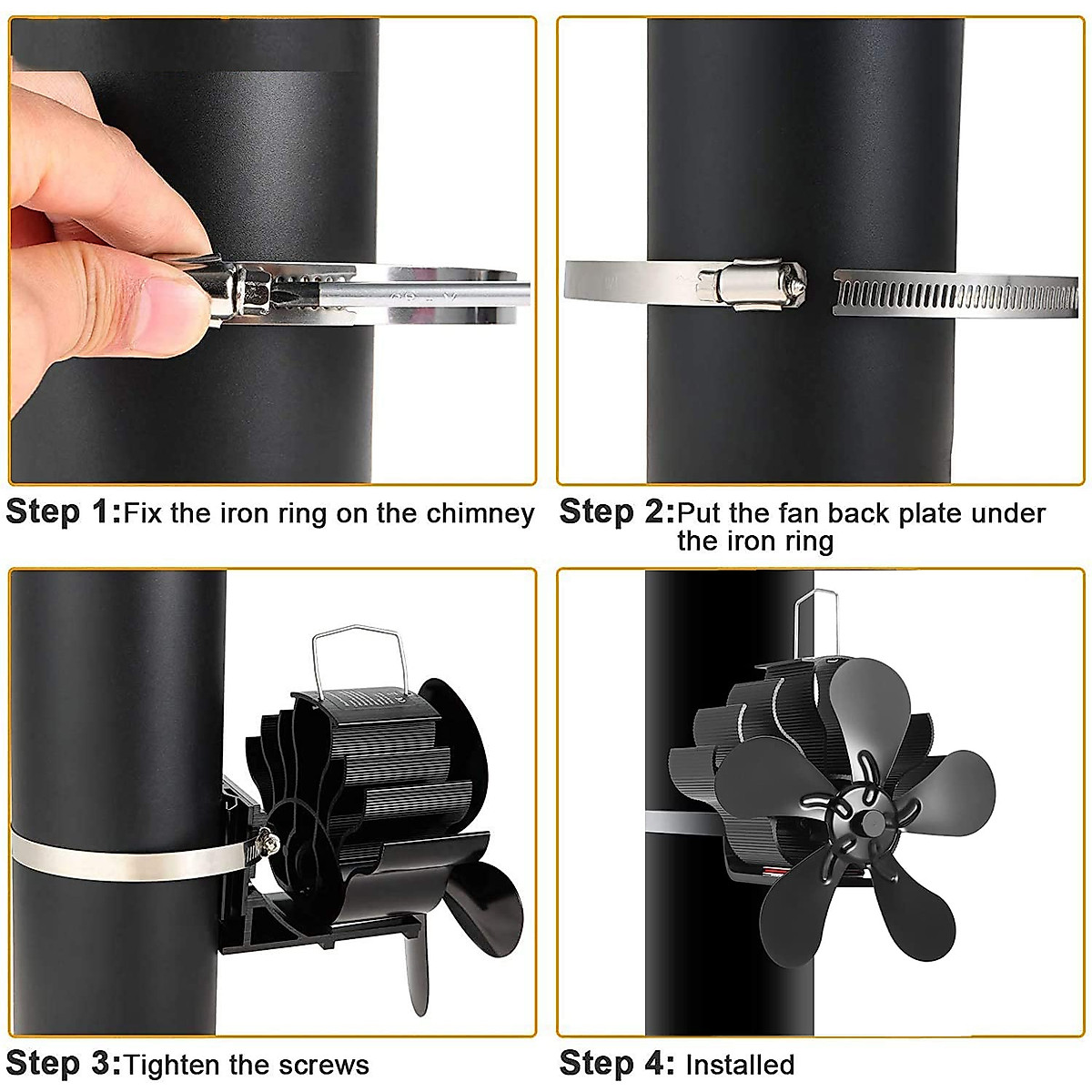 Fireplace Fans, 5 Blades Heat Powered Stove Fan, Wood Stove Fans for Stoves & Fireplaces Silent Heat Powered Fireplace Fan,No Electricity Required for Wood/Log Burner (5 Blades Fan)