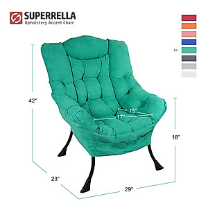 Superrella Modern Soft Accent Chair Living Room Upholstered Single Armchair High Back Lazy Sofa (Teal)