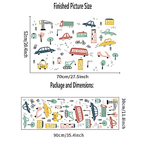 BuerHomie Vehicle Automobile Wall Decals for Boys Room, Cartoon Cars Stickers