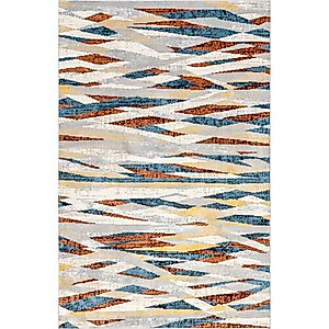 nuLOOM Katya Contemporary Waves Machine Washable Area Rug, 4x6, Multi