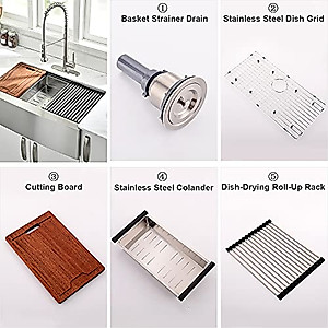 33Inch Farmhouse Sink Workstation Stainless Steel -VOKIM 33"x22" Farmhouse Apron Front Workstation Kitchen Sink 16 Gauge Stainless Steel Single Bowl Farm Sink