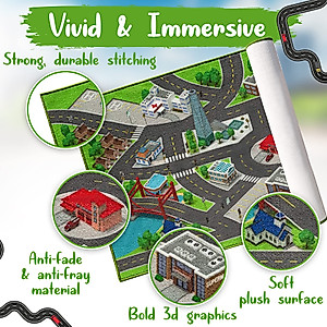 Kids Carpet Playmat City Life 3D Playroom Rug | 30 x 60 Inch Extra Large Toddler Activity Mat for Race Cars & Toys | Playroom Rug Makes a Fun Educational Gift Idea for Boys & Girls (Colored)