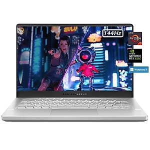 ASUS ROG Zephyrus 14 Gaming Laptop,14 inches FHD（1920x1080） 144Hz Display,16GB RAM,512GB SSD,AMD Ryzen 7 5800HS,NVIDIA GeForce RTX 3060,Backlit KB,Wi-Fi,HDMI,Win11,Moonlight White,W/GaLiMu
