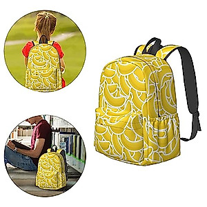FeHuew 17 inch Backpack Banana Yellow Pattern Seamless Laptop Backpack School Bookbag Shoulder Bag Casual Daypack