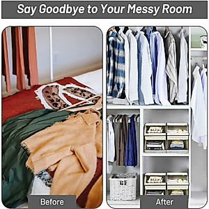 BUSHLY Magnetic Storage Bins, Set of 4 Stackable Fabric Cubes Organizer w/ Magnetic Lid & Side Handle, Foldable Storage Boxes for Toys, Clothes, Kids Room, Living Room (Black)