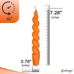 Gedengni Taper Candle Twisted Candlesticks -Gedengni 4pcs Short Candle Sticks 7inches Orange Tapered Candles Small Spiral Candles for Home Dinner Weddings Festive Party (2D4PC-ORANGE)