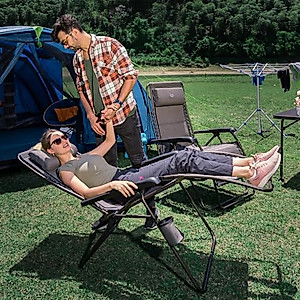 Timber Ridge Balsam Deluxe Zero Gravity Lounger Oversize Outdoor Recliner Chair, Grey