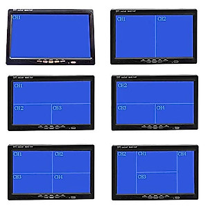 Hikity 7 inch Vehicle Backup Camera Monitor only, Quad Split HD LCD Display Screen, Car Monitor for SUV Van RV Truck, V1/V2/V3/V4 Video Input, 9V/36V + Headrest Mounting Bracket & Dash Stand