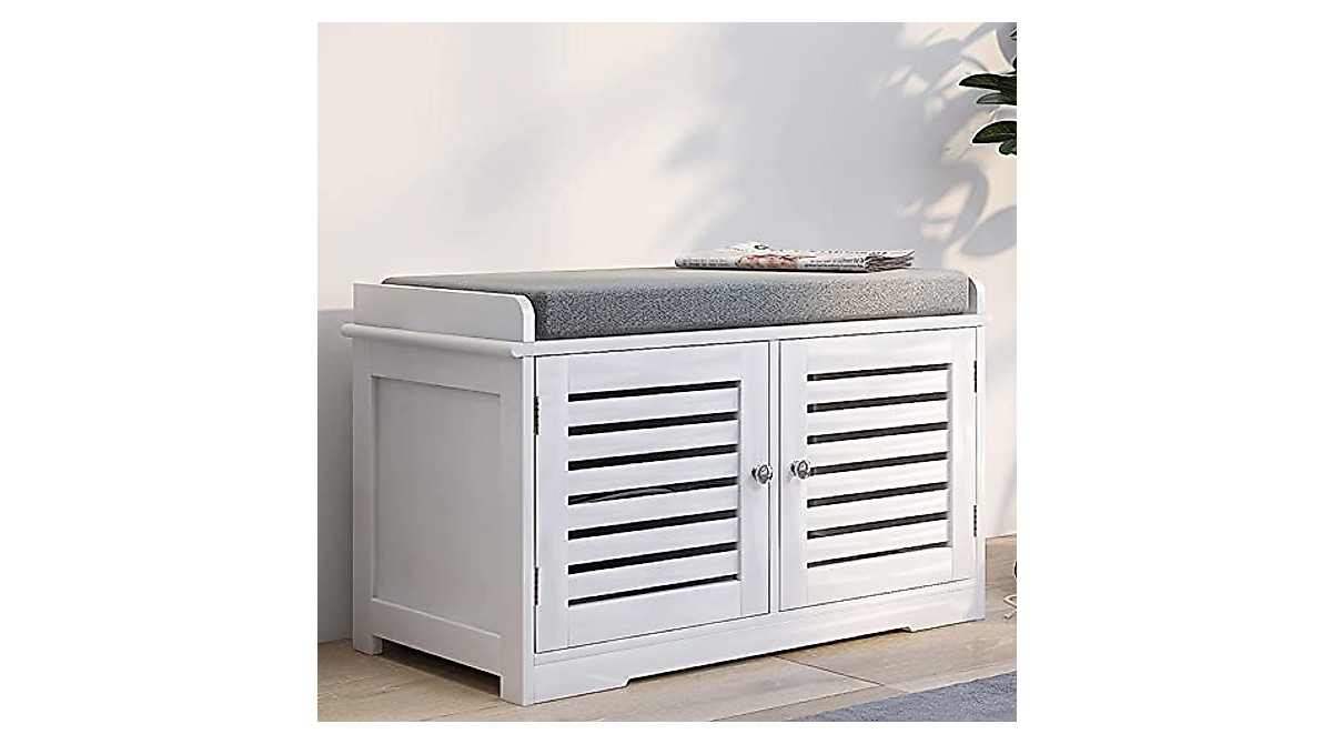 Stylish RASOO Shoe Storage Bench with Cushions & Storage