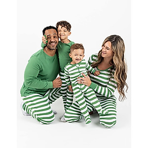 Leveret Kids Pajamas Baby Boys Girls Footed Pajamas Sleeper 100% Cotton (Green/White, Size 12-18 Months)