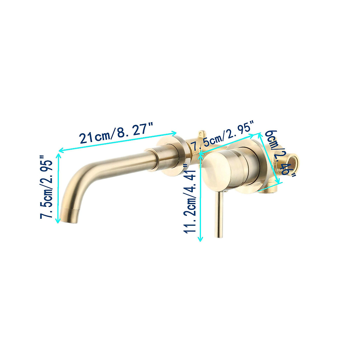 Modern Bathroom Wall Mounted Faucet 360 °Swivel Spout Single Handle Bathtub Faucets for Wall 2 Hole Mount Brushed Golden Tap Brass Leekayer