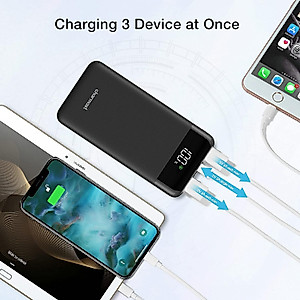 Portable Charger with Built in Cables, Portable Charger with Cords Wires Slim 10000mAh Travel Battery Pack 6 Outputs 3 Inputs 3A Fast Charging Power Bank for Samsung Google Pixel LG Moto iPhone iPad