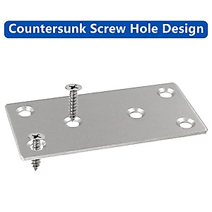 BokWin 6Pcs Silver Mending Bracket Plate, 80 x 40 x 2mm Stainless Steel Heavy Duty Flat Corner Brace for Wood, Metal Straight Fixing Joining Shelf Support Corner for Shelves, Furniture and Cabinet