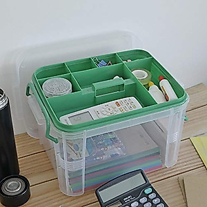 Nesmilers Family First-Aid Box, Clear Medicine Storage Box with Tray